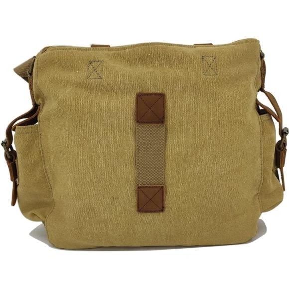 Bags | Sechunk Vintage Military Leather Canvas Laptop Bag Messenger ...
